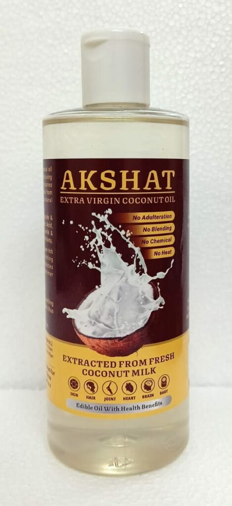 Akshat Virgin Coconut Oil Extracted from Coconut Milk (अक्षत VCO)